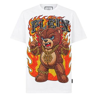 Philipp Plein T-Shirt col rond manches courtes Teddy - Homme - Tops - Blanc - Taille: 3XL