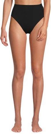 Lands End Komfort-Bikinihose mit hohem Beinausschnitt, High Waist, Damen, Größe:46 regular, Schwarz, by Lands End