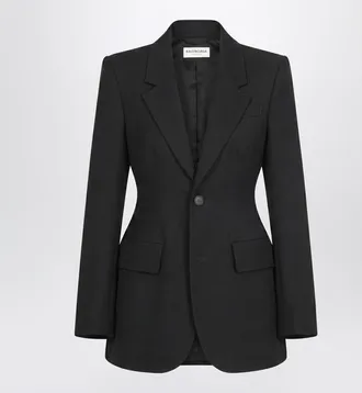Balenciaga Hourglass jacket in black wool twill