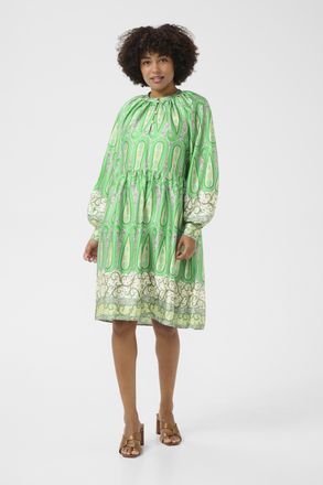 Cream Kleid Feminine Green Paisley Border multicolour