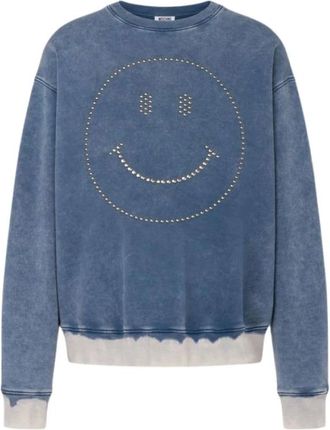 Moschino unisex, Sweatshirts et sweats &agrave; capuche, Bleu, Taille: XL Cotton SweaT-shirt Smiley