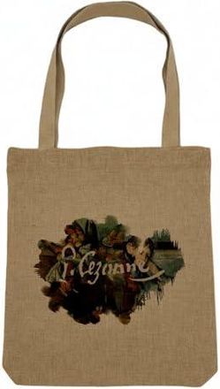Fabulous Sac Shopping Tote Bag Aspect Lin - Cezanne Signature Peinture Impressionisme Peintre C&eacute;l&egrave;bre Artiste - Sac de Courses Toile Epaisse 360g Beige Naturel