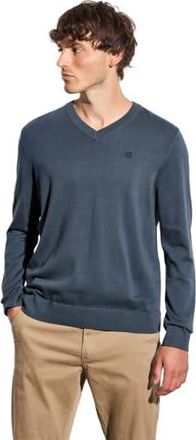 Street One Men 3008664 Pull Basique en Tricot à col en V, Bleu Dusk, M Homme