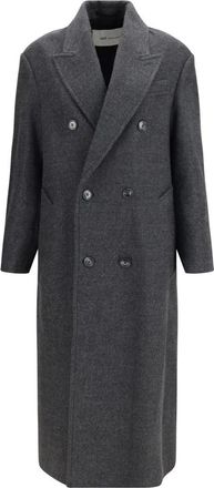 Ami Long manteau crois&eacute; en laine - Femme - Manteaux - Gris - Taille: 32 FR