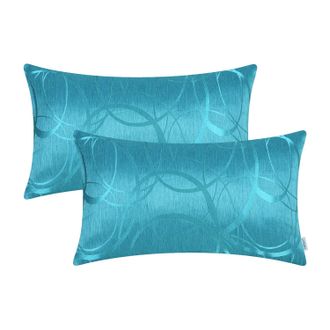 CaliTime Kissenbezüge Kissenhülle Packung mit 2 Schalen für Couch Sofa Heimdekoration modern glänzend und matt Kontrast Kreise Ringe geometrisch 30cm x 50cm Se