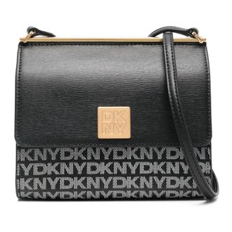 DKNY Casual Schwarze Leder Umh&auml;ngetasche - - Bags - Damen - Schwarzk - ONE SIZE