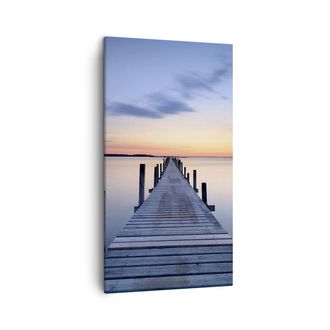 Arttor Bilder auf Leinwand Sonnenuntergang See Wasser Br&uuml;cke Leinwandbild mit Rahmen 45x80cm Wandbilder Dekoration Wohnzimmer Schlafzimmer Deko Klein Wanddek