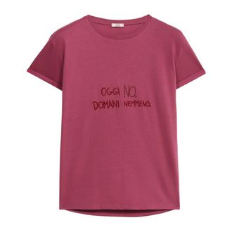 Oltre Femme, Tops, Rose, Taille: 46 FR T-shirt avec lettres brodées