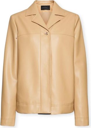 Elena Miro Femme, Vestes, Beige, Taille: 56 FR Veste Boxy en Tissu Enduit