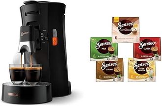 Philips Senseo Select Kaffeepadmaschine Bundle mit 66 Kaffeepads,3 Kaffeespezialit&auml;ten, Memo-Funktion, Crema Plus, Intensit&auml;t Plus, aus recyceltem Plastik, 0,