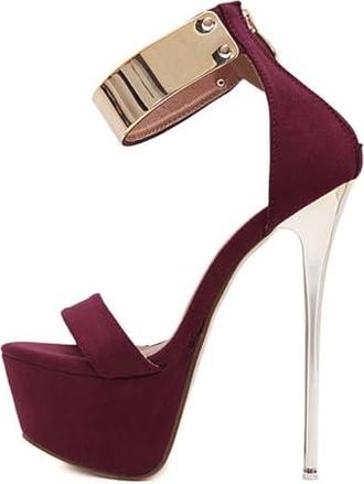 IFUNDOM Sandales à Talons Fins pour Femme Couleur Rouge Foncé Taille 35 Semelle Antidérapante Design et Imperméables Chaussures DÉté Élégantes et Légères Plag