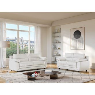 Vente-Unique Vente-unique - Canap&eacute;s 3 places et 2 places manoa en simili - Blanc