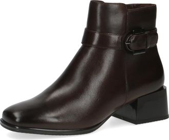 Caprice Damen Stiefeletten mit Absatz aus Leder Kleiner Absatz Weite G, Braun (Dk Brown Nappa), 36 EU