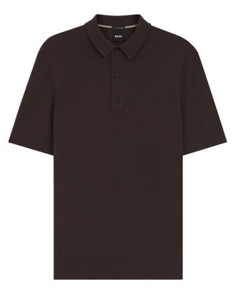 HUGO BOSS Leichtes Feinstrick-Poloshirt aus Schurwolle in