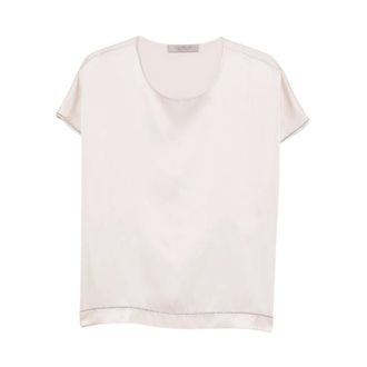 D.exterior Femme, Blouses et Chemises, Beige, Taille: 42 FR Pull en satin &agrave; col en V