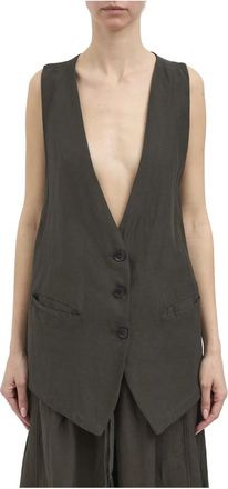 Andrea Ya'aqov Femme, Vestes, Brun, Taille: 38 FR Gilet en Viscose et Lin