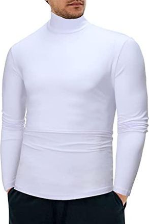 Generic sous Pull Homme Col Roul&eacute; T-Shirt Manches Longues en Coton Biologique Anti-Transpiration, Pull Thermique &agrave; Col Montant pour Sport ou Daily Wear, Regul