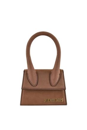 Jacquemus Crossbody Bags - Trapezoidal Brown Suede Mini Bag With Gold Detail - Gr. unisize - in Braun - f&uuml;r Damen