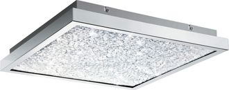 Eglo LED Kristall Deckenlampe Cardito, 1 flammige Deckenleuchte, Material: Stahl, Farbe: Chrom, Glas: Kristalle klar, L: 44x44 cm