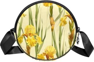 Generic Iris Petit sac &agrave; bandouli&egrave;re rond pour femme avec fermeture &eacute;clair et bretelles r&eacute;glables