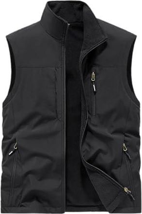 Generic Homme Gilet Polaire Chaud Manteaus Matelassée Rembourrée Chasse Camping Gilets de Photographie Doudounes avec col Montant Blousons sans Manche Epais B