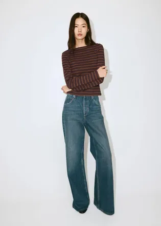Mango T-shirt coton &agrave; rayures marron - Femme - XXL - MANGO