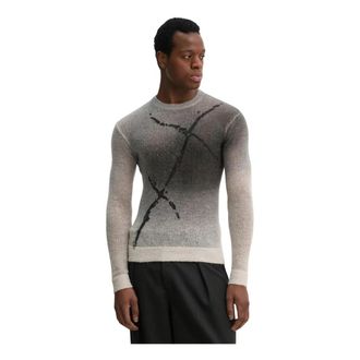 Heliot Emil Leichter Pullover mit Pinselstrich-Muster - - Knitwear - Herren - Grau - S
