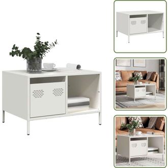 vidaXL Couchtisch Wei&szlig; 68,5x50x43,5 cm Kaltgewalzter Stahl - Couchtisch - Couchtische - Beistelltisch - Sofatisch
