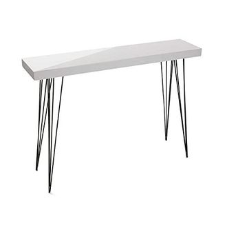 VERSA Dallas Meuble dEntrée Étroit pour Entrée ou Couloir, Table Console, Dimensions (H x l x L) 80 x 25 x 110 cm, Bois et métal, Couleur: Blanc
