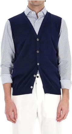Drumohr Pull en Coton Bleu Slim Fit - Homme - Pulls - Bleu - Taille: L