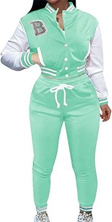 Generic Surv&ecirc;tement pour femme - Couleur unie - Manches longues - Pantalon long ample - 2 ensembles de surv&ecirc;tement pour femme - Marron - Pantalon de surv&ecirc;teme