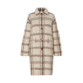 Liu Jo Manteau en maille jacquard bross&eacute;e - Femme - Manteaux - Beige - Taille: 38 FR