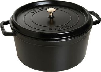 Staub Cocotte en Fonte Émaillée avec Couvercle, Tous feux dont induction, 8 personnes, Ronde, 34 cm, 12,60 L, 11,2 kg, Noir Mat