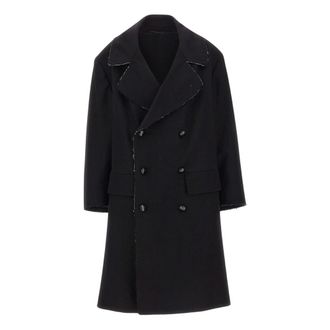 Maison Margiela Manteau en Laine &agrave; Bord Brut - Femme - Manteaux - Noir - Taille: 36 FR