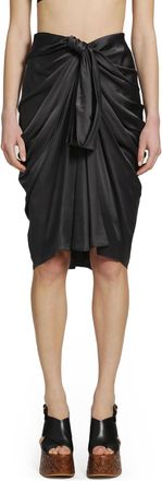 Chlo&eacute; Draped Silk Satin Midi Skirt