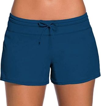 Ocean Plus Femme Short de Bain de Couleur Unie avec Cordon de Serrage Réglable Sports Nautiques Protection UV Hotpants (XXL (EU 42-44), Bleu Royal)