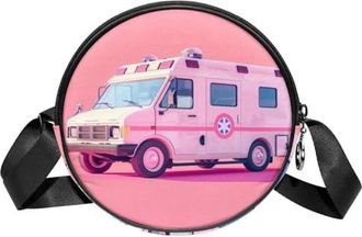 Generic Ambulance Petit sac &agrave; bandouli&egrave;re circulaire pour femme avec fermeture &eacute;clair et bretelles r&eacute;glables Style d&eacute;contract&eacute;