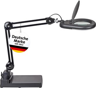 Maul Lupenlampe LED MAULviso | Lupenleuchte mit Standfu&szlig; f&uuml;r pr&auml;zise Arbeiten in Laboren, Werkst&auml;tten | Lupe mit Licht | Lampe mit 6.500 K | Lupe mit 1,75x