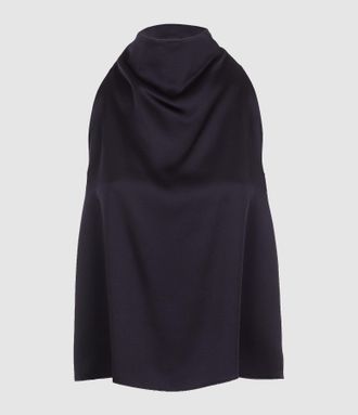 Forte_Forte Top Envers Satin Turtleneck Notte