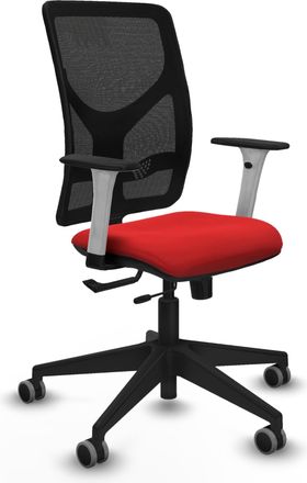 Piqueras y Crespo B&uuml;rostuhl, Rot mit wei&szlig;en und schwarzen Armlehnen, h&ouml;henverstellbare Lendenwirbelst&uuml;tze, ausgestattet mit Syncro/Traslack und Schneideschaum, Schwarz/