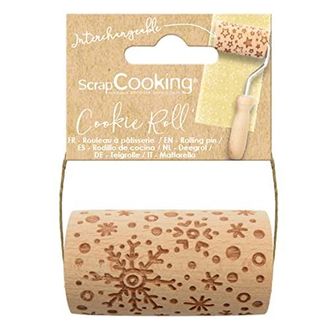 ScrapCooking SCRAP COOKING - Mini rouleau bois Flocon - D&eacute;cos Empreintes Grav&eacute;es en Relief - Moule D&eacute;coration Biscuits, Sabl&eacute;s, Cookies - 5303