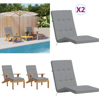 vidaXL Coussins de chaise longue lot de 2 gris tissu oxford - Coussin De Chaise Longue - Coussin Dext&eacute;rieur - Coussin Patio - Coussin Confortable - Coussin