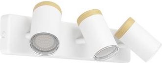 Eglo Deckenlampe 3-flammig Consuma, Deckenstrahler f&uuml;r Wohnzimmer und Badezimmer, Deckenleuchte mit 3 Spots, Holz und Stahl in Wei&szlig;, GU10 Fassung, IP44