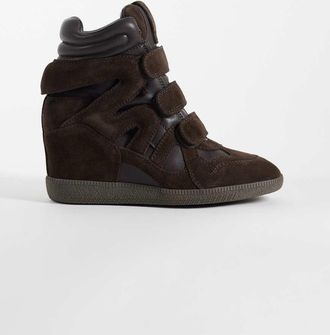 Steve Madden Mavis - Baskets compens&eacute;es en daim - Marron fonc&eacute;