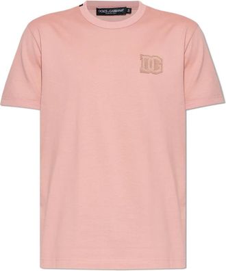 Dolce & Gabbana Homme, Tops, Rose, Taille: 2XL T-shirt avec Logo Brod&eacute;