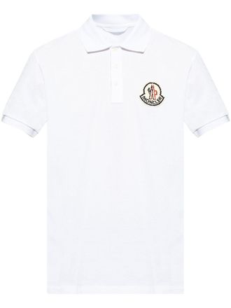 Moncler polo en coton &agrave; patch logo - Blanc