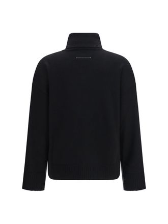 Maison Margiela Womens Two-Tone High-Neck Sweater Black-Dark Grey Merino Wool Ovis Aries