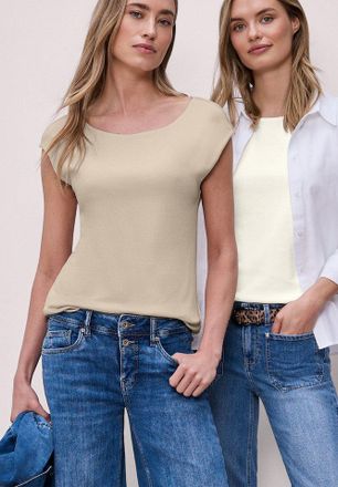 Street One T-Shirt mit U-Boot-Ausschnitt