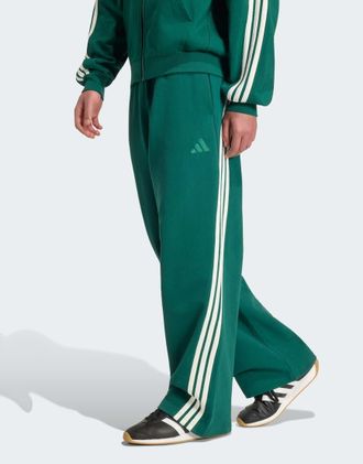 adidas adidas Performance - Pantalon large avec 3 bandes - Vert universitaire/blanc cass&eacute;