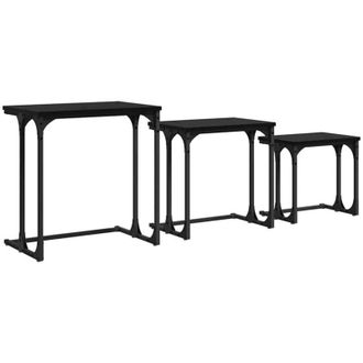 vidaXL Nesting Couchtisch 3 pcs Schwarz Eichen-Optik 50,5 x 35 x 53 cm vidaXL